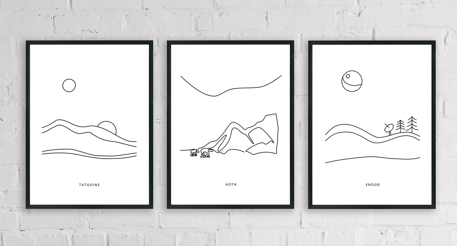 Star Wars Landscape Minimalist Line Art - Set of 3 Prints | Starwars ...