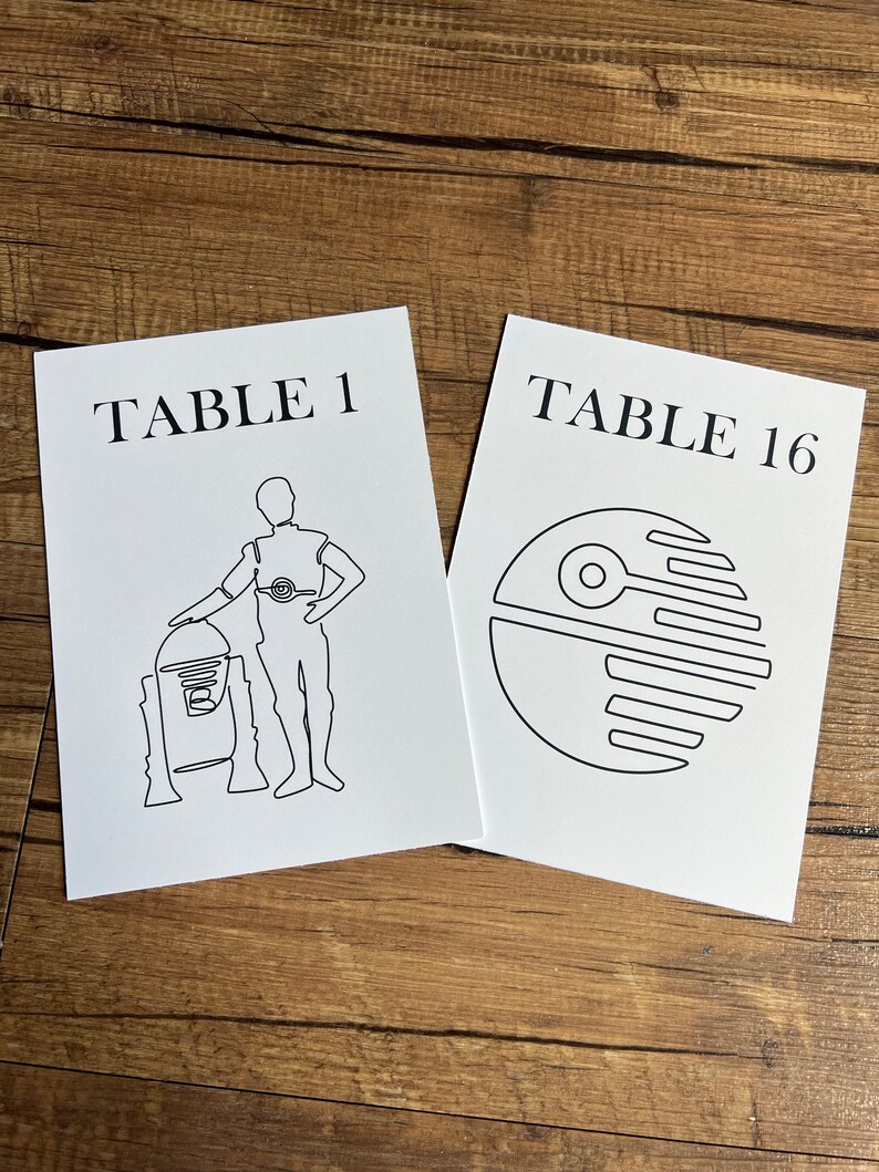 PRINTED Star Wars Wedding Table Numbers Star Wars Characters - Etsy