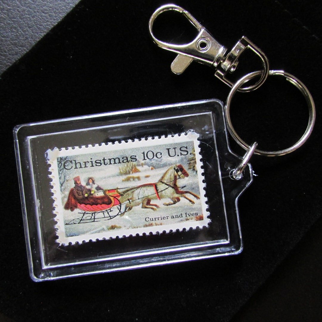 Keychain Fob Christmas Currier and Ives Scene / Secret Santa / US ...