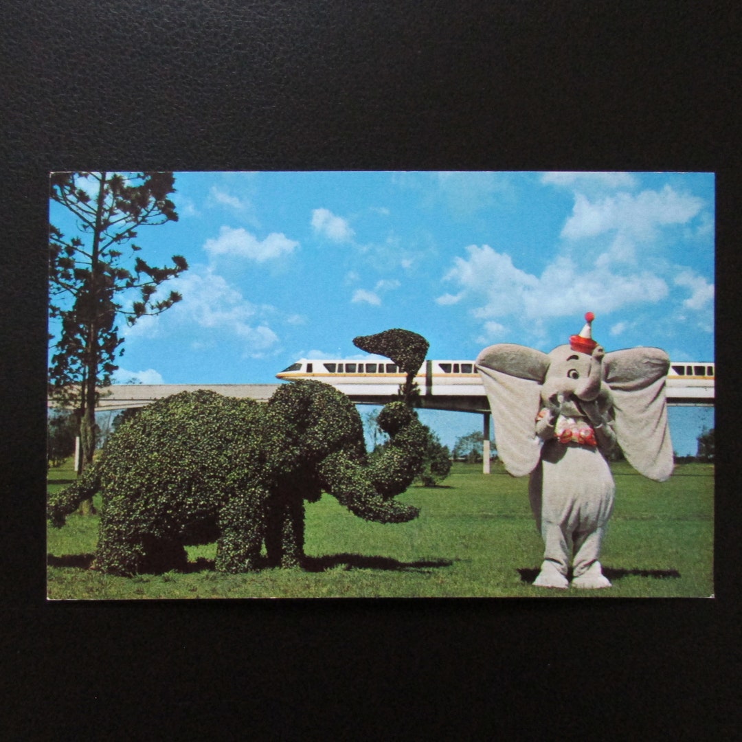 Disney Strolling Topiary Lane Walt Disney World Dumbo Vintage Postcard ...