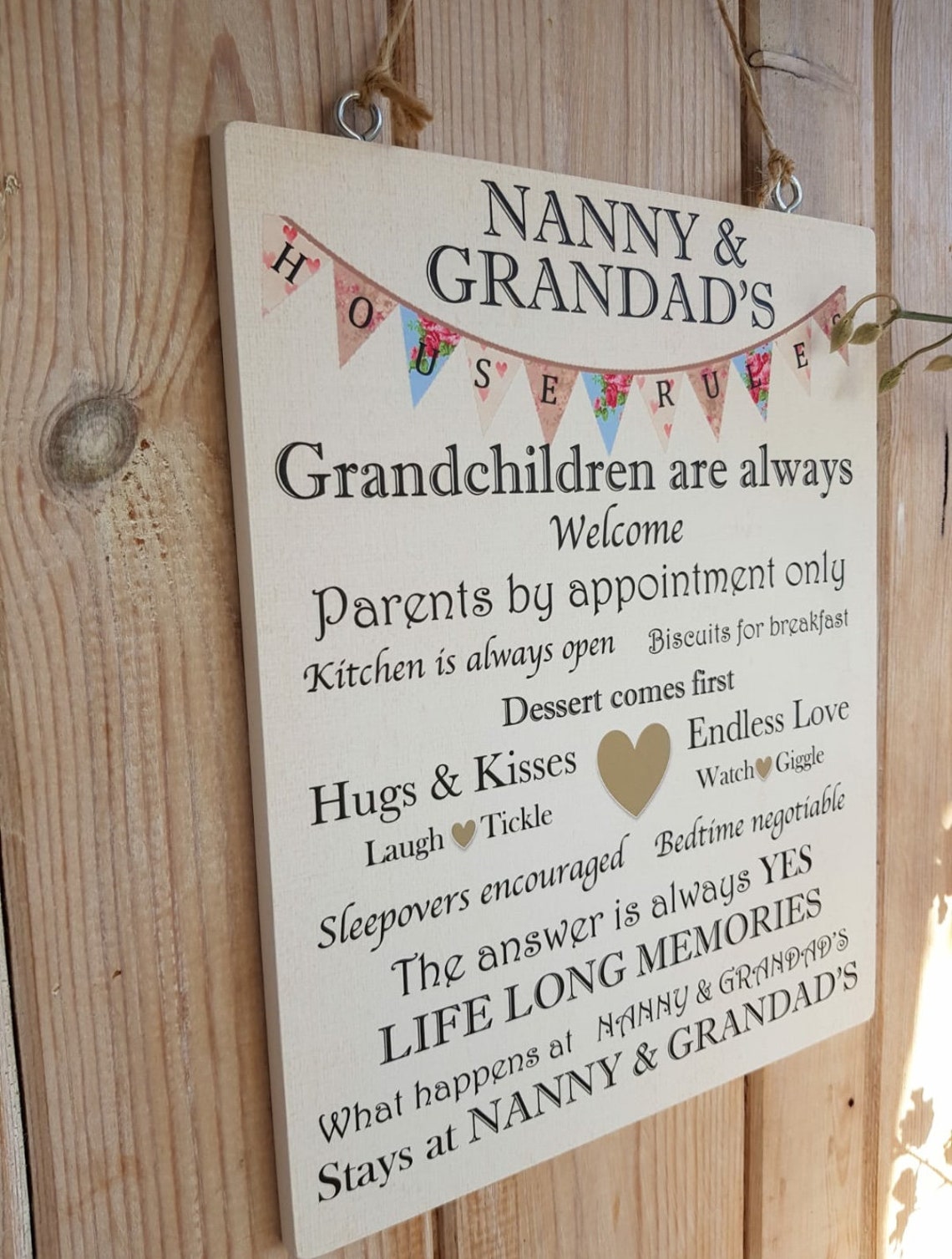 Wooden Nanny and Grandad House Rules Plaque Personalised Gift - Etsy