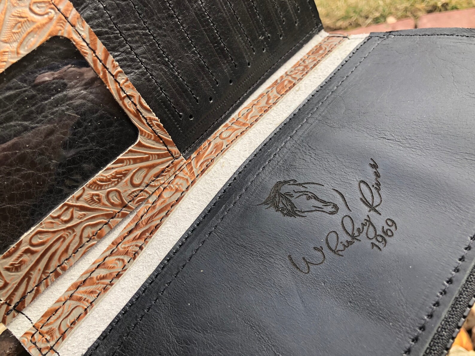 Embossed Copper Leather and Cowhide Wristlet. Cowgirl Wallet. | Etsy