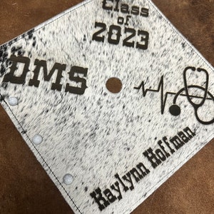 Grad Cap Topper Western Cowhide Personalized Mortar Board Cover ...