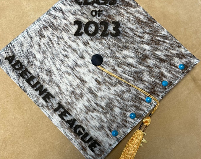 Cowhide Grad Cap Topper - Etsy