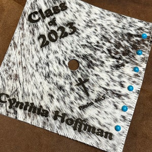 Grad Cap Topper Western Cowhide Personalized Mortar Board Cover ...
