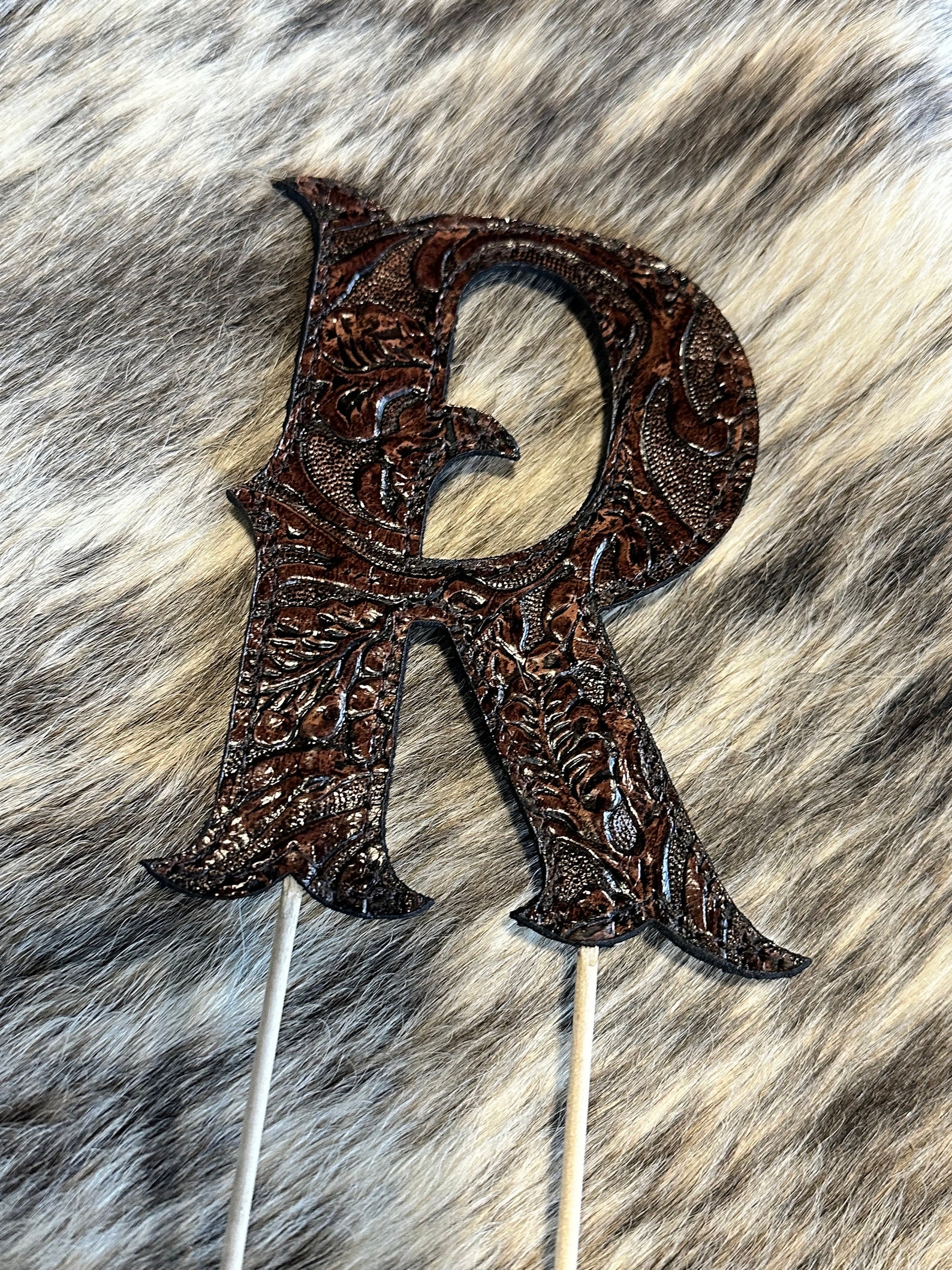 Western Leather Initial Wedding Cake Topper - Etsy