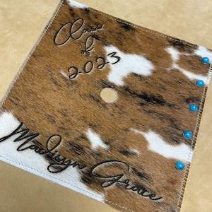 Grad Cap Topper Western Cowhide Personalized Mortar Board Cover ...