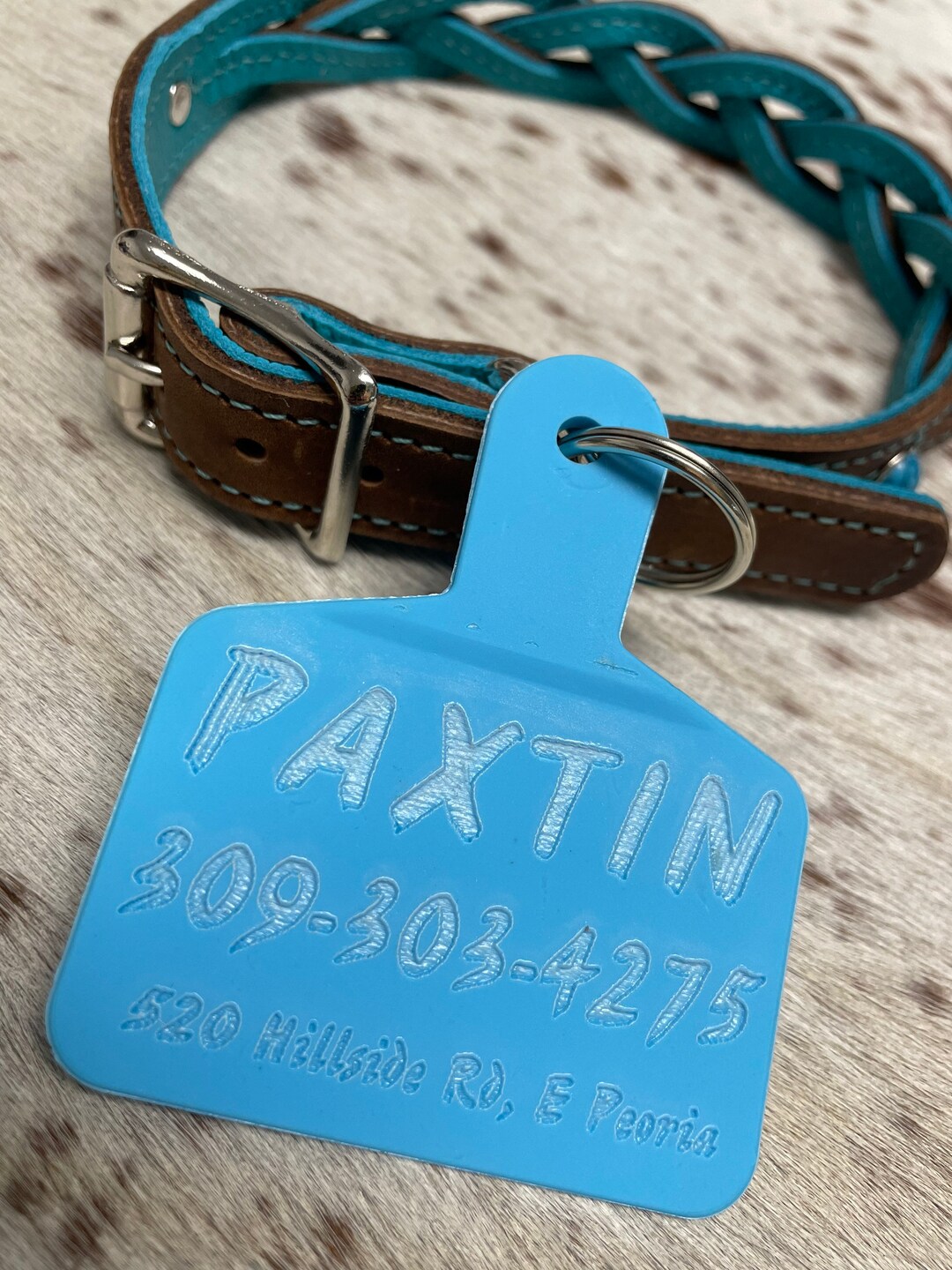 Pet ID Dog Tag 2 Sided Ear Tag Western Farm Dog - Etsy