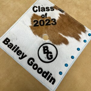 Grad Cap Topper Western Cowhide Personalized Mortar Board Cover ...