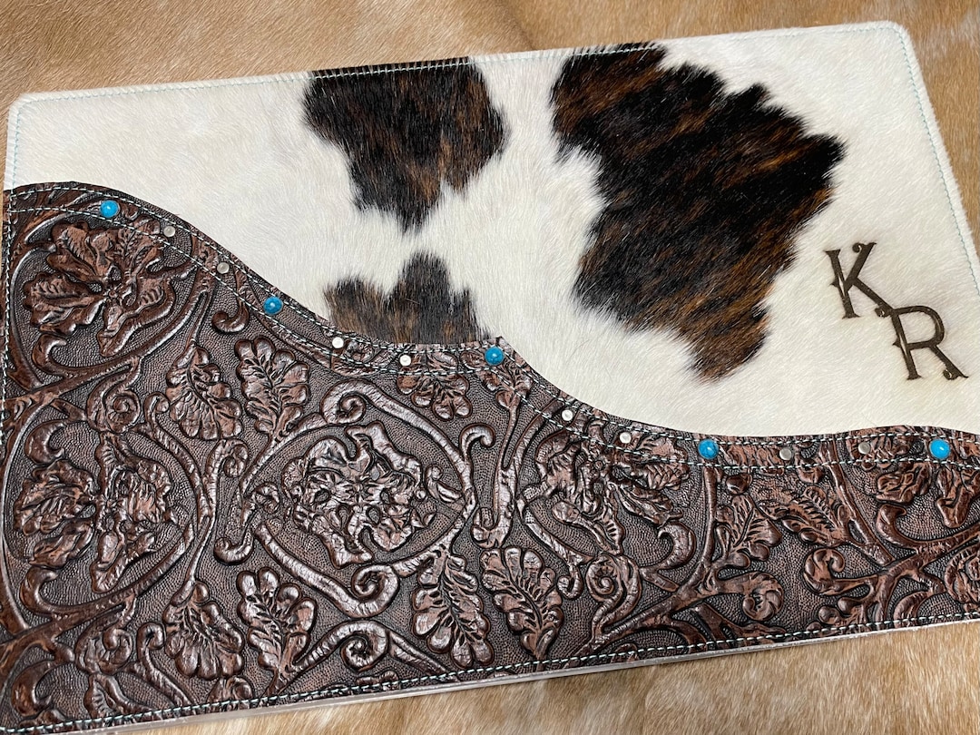 Lap Top Computer Case Hard Shell Snap on Leather and Cowhide. Punchy ...