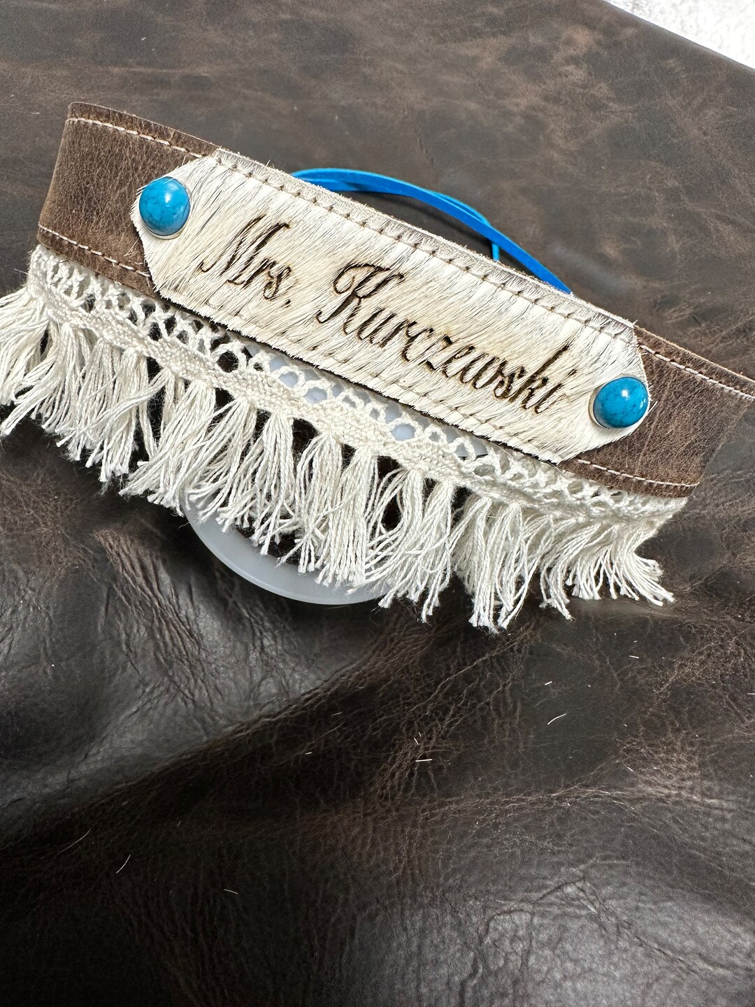 Brides Leather Lace & Cowhide Western Boho Wedding Garter - Etsy