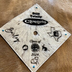 Grad Cap Topper Western Cowhide Personalized Mortar Board Cover ...