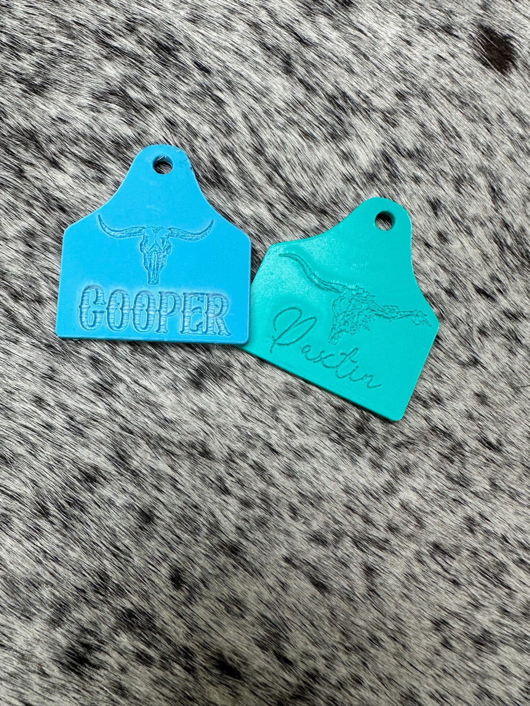 Pet ID Tag Laser Engraved Name Address Western Ear Tag Punchy Dog - Etsy