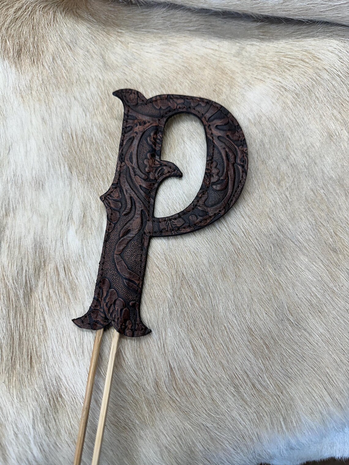 Western Leather Initial Wedding Cake Topper - Etsy