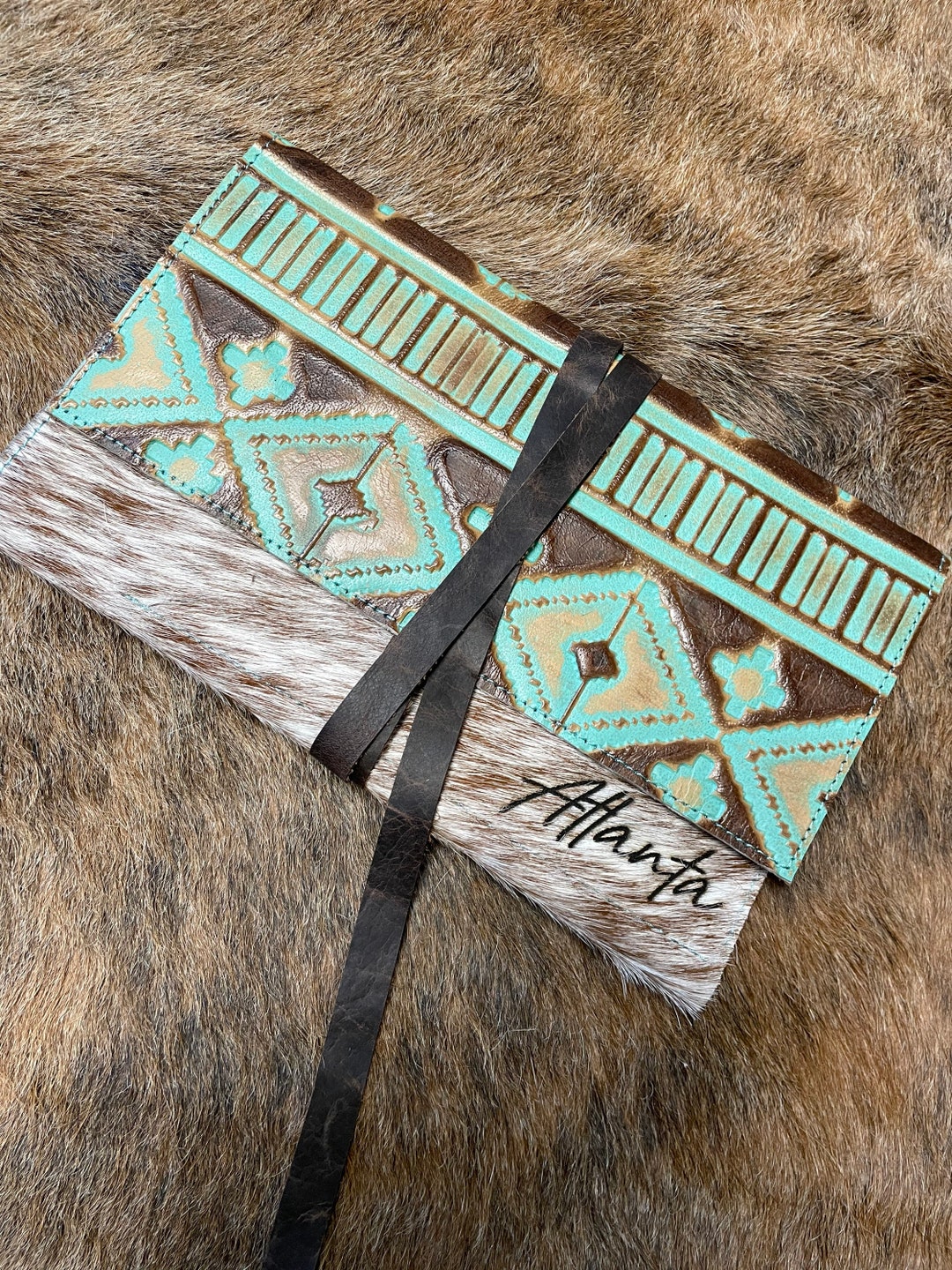 Cowhide Punchy Western Barber Roll Cosmology - Etsy