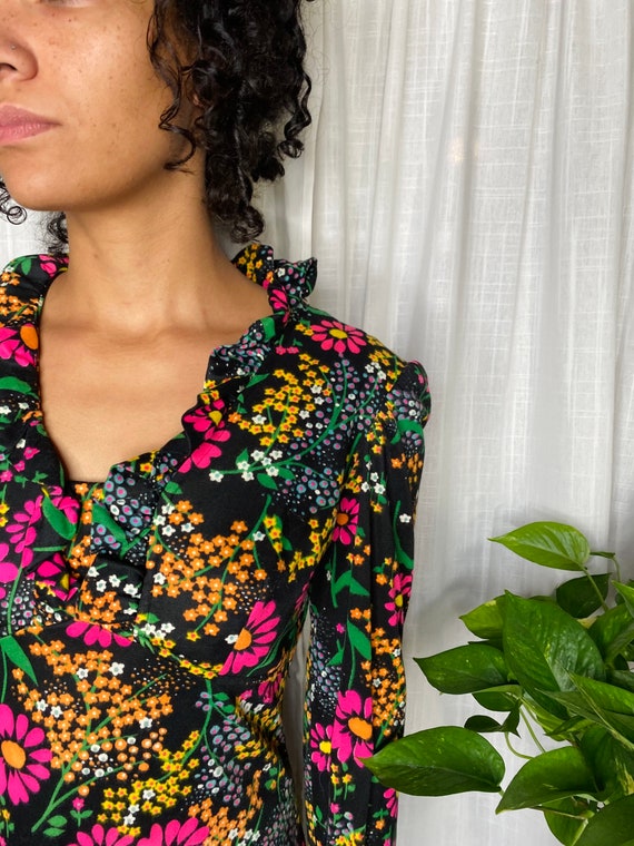 1960s Neon Flower Dress - Gem