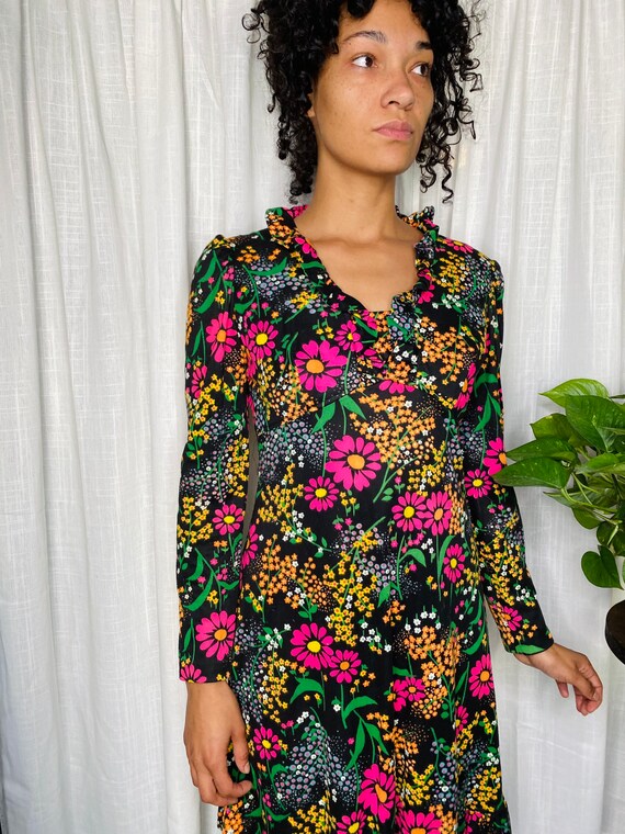 1960s Neon Flower Dress - Gem