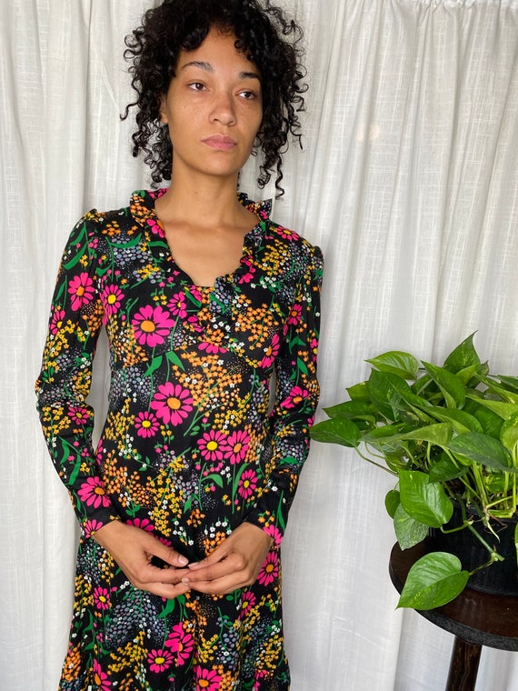 1960s Neon Flower Dress - Gem