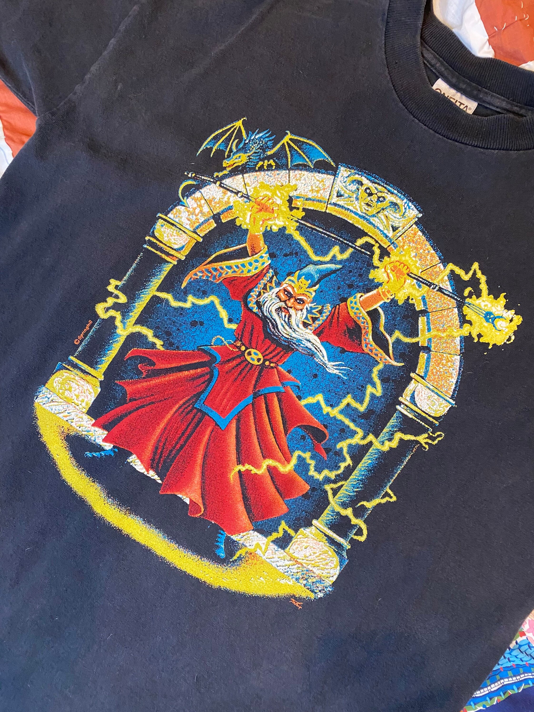 1980s Wizard/motorcycle T-shirt - Etsy