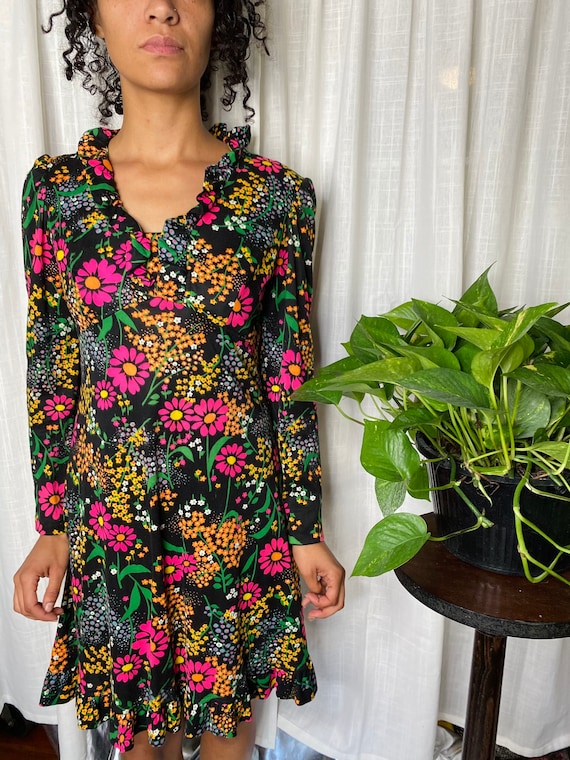 1960s Neon Flower Dress - Gem