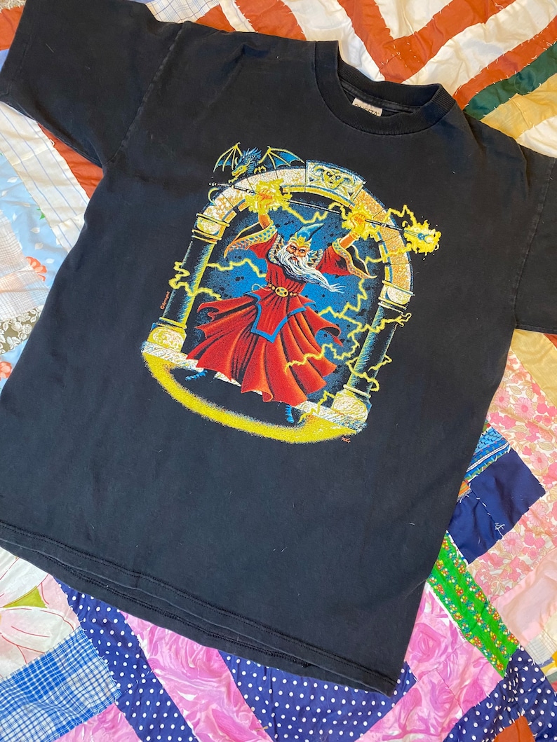 1980s Wizard/motorcycle T-shirt - Etsy