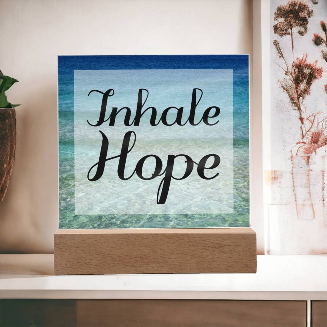 Inhale Hope Inspirational Ocean Art Plaque, Gift for Self-care, Healing ...