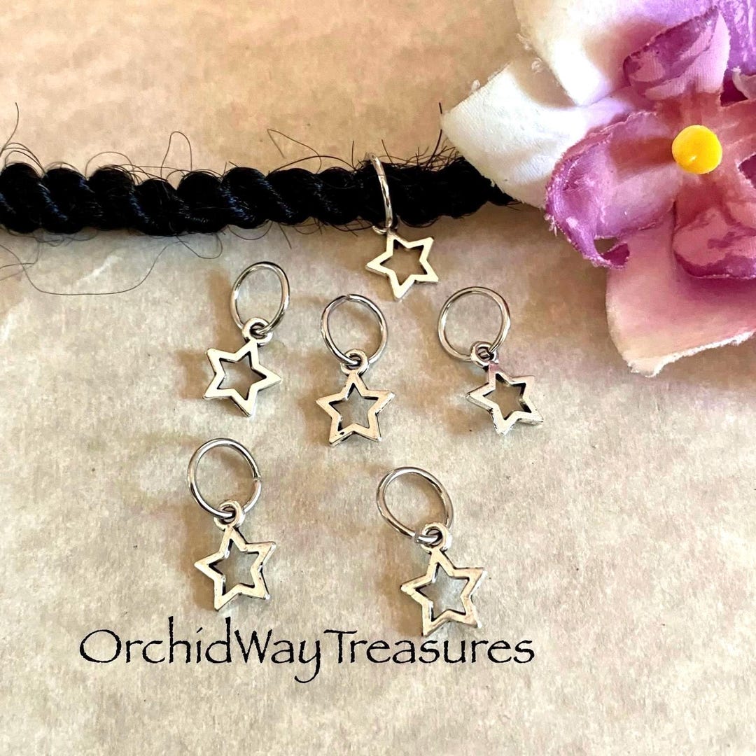 Silver Star Hair Rings Set of 6 Dread/braid Rings Dreadlock Charms Loc ...