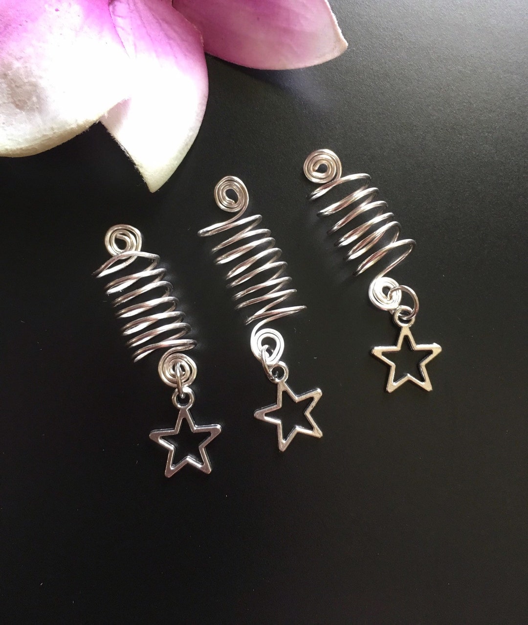 Loc Jewelry Silver Stars Set of 3 Dreadlock Cuffs Hair Jewelry - Etsy