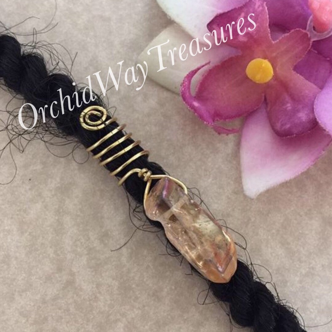 Loc Jewelry Amber Color Quartz Crystal Dread/braid Charm Dreadlock Coil ...