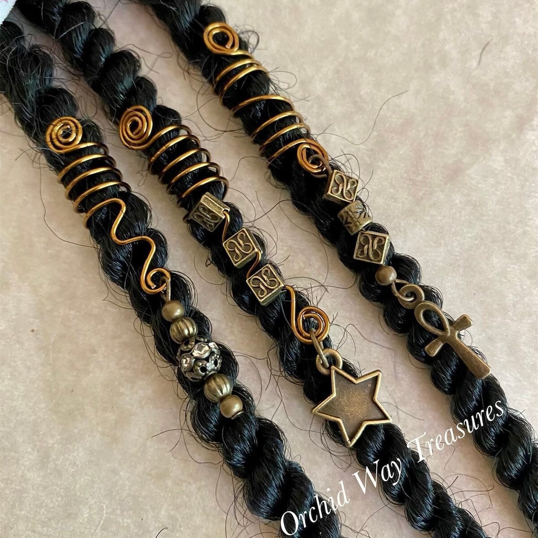 Loc Jewelry Bronze Star, Ankh or Rhinestone Dread/braid Charm Dreadlock ...