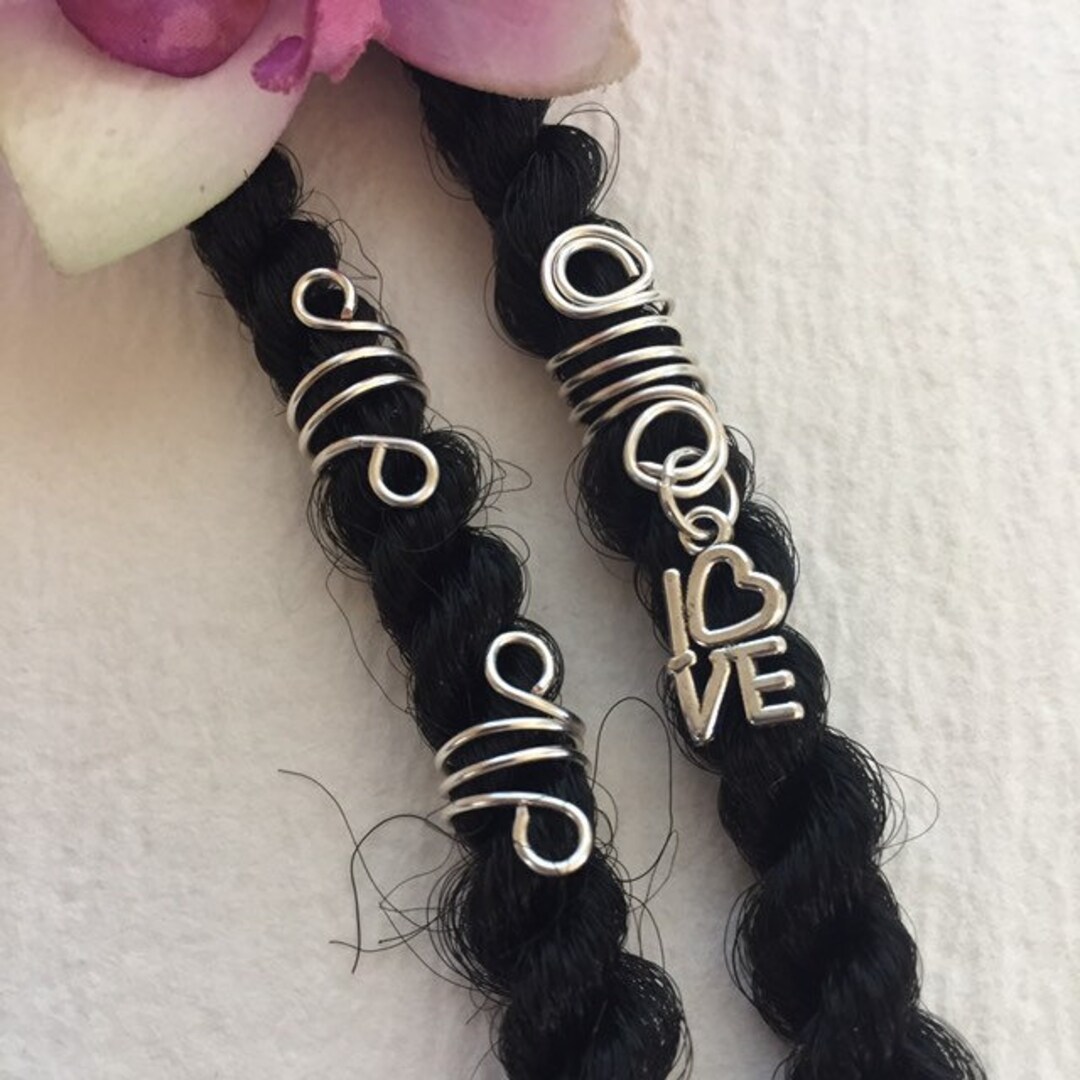 Loc Jewelry W/silver LOVE Charm Set of 3 Braid/dread Charms Dreadlock ...