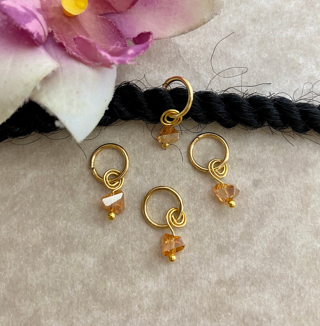 Loc Jewelry Gold Hair Rings W/amber Glass Beads Set of 4 Braid/dread ...
