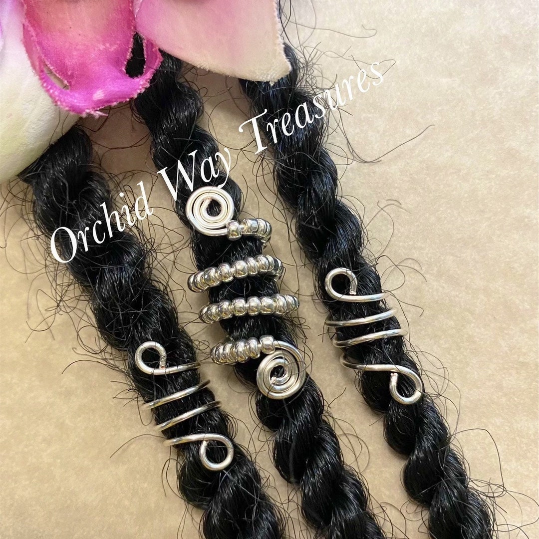 Loc Jewelry W/silver Metallic Glass Beads Set of 3 Dread/braid Charms ...