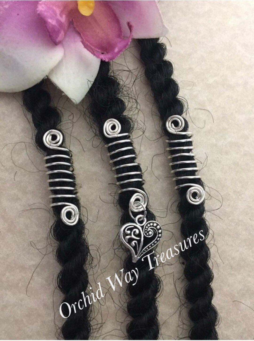 Loc Jewelry Silver Coils W/filigree Heart Set of 3 Dreadlock - Etsy