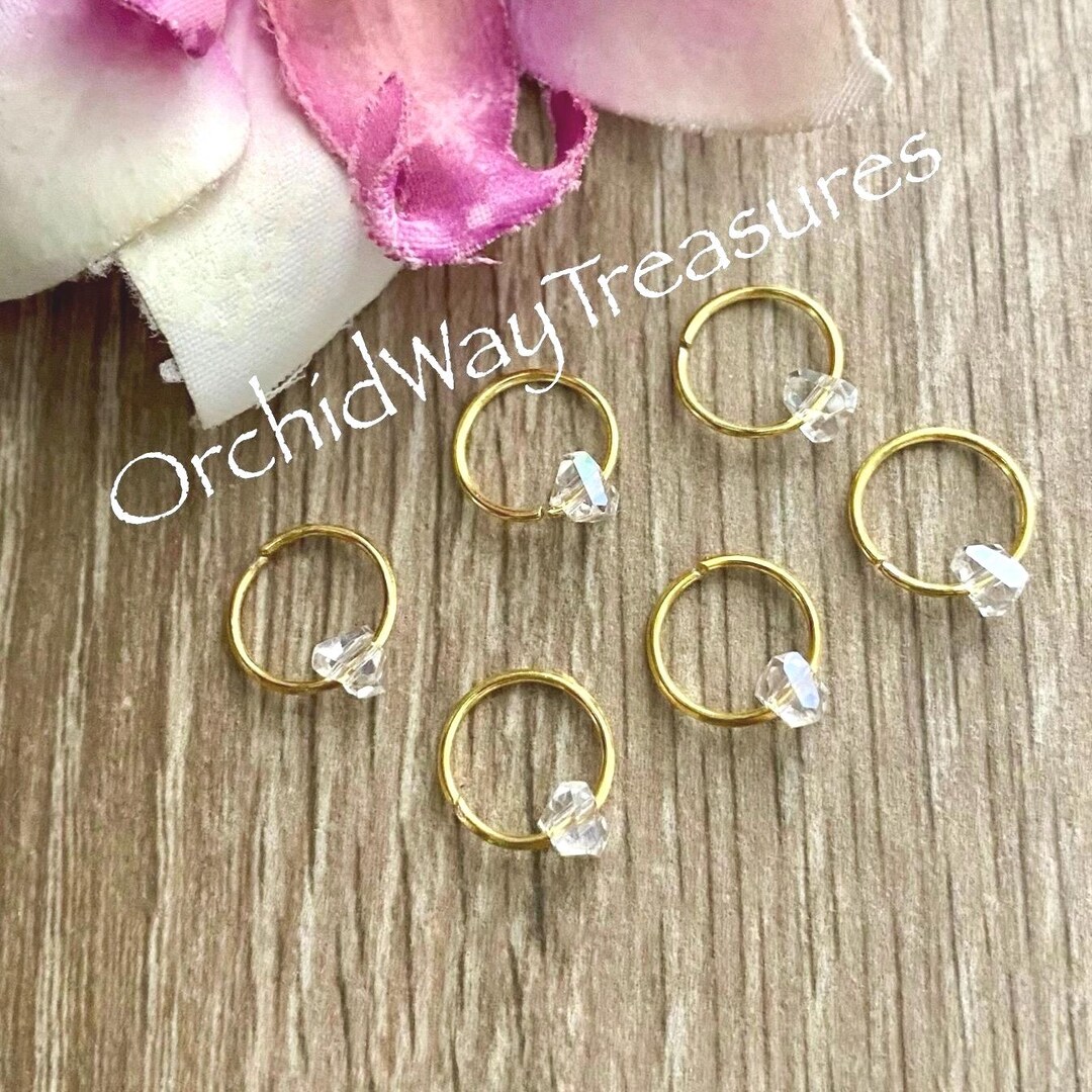 Gold or Silver Hair Rings W/clear Faceted Crystal Beads Set of 6 Braid ...