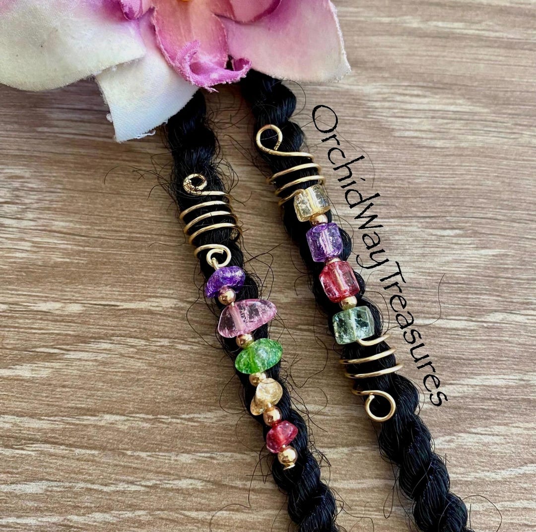 Gold Coils W/colorful Glass Beads Dread/braid Coil Dreadlock Charm Loc ...