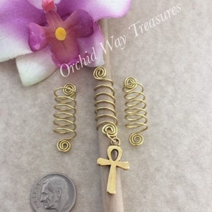 Loc Jewelry Gold Ankh Braid/dread Charms Set of 3 Dreadlock Sisterloc ...