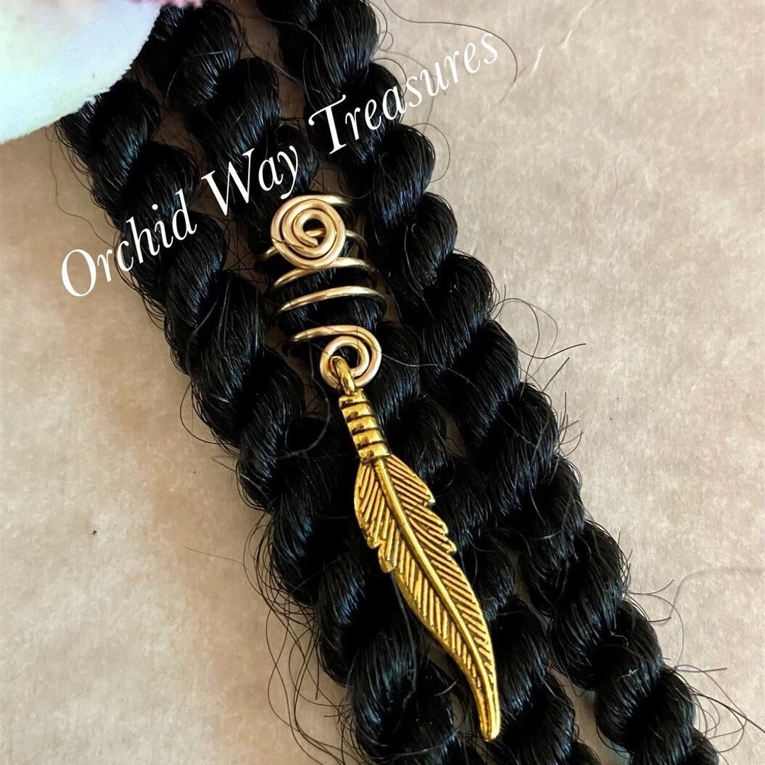 Loc Jewelry Gold Feather Braid/dread Charm Dreadlock Coil Hair ...