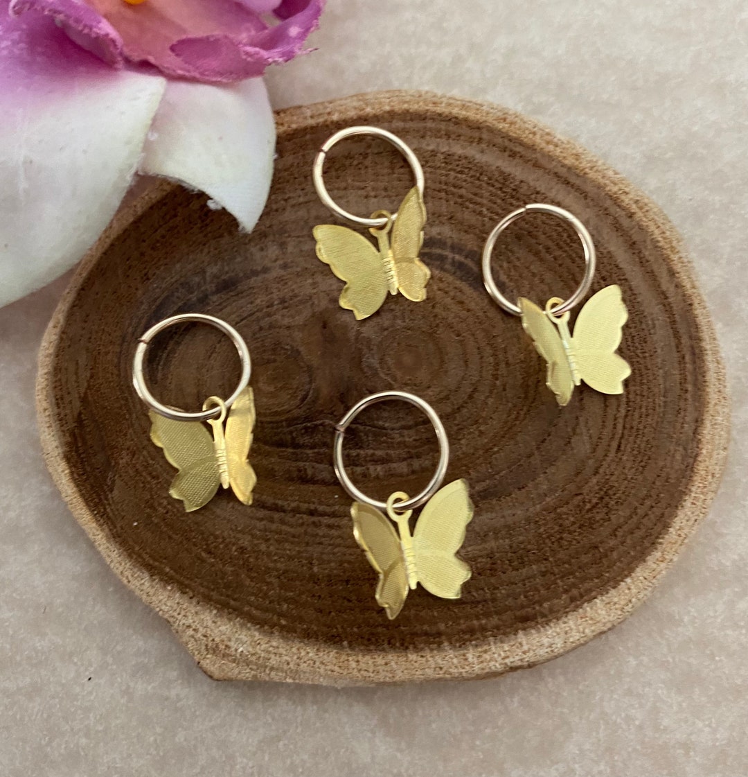 Gold Hair Rings W/3d Gold Butterfly Charms Braid/dread Rings Hair Loc ...