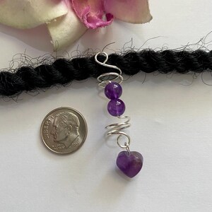 Loc Jewelry W/amethyst Heart Braid/dread Charm Dreadlock Coil Dreads ...