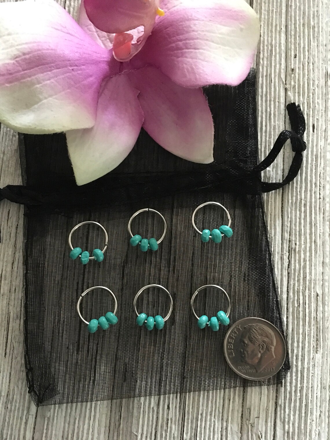 Silver Hair Rings W/ Turquoise Wooden Beads Braid Rings Braid - Etsy