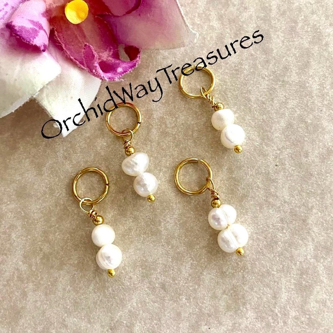Gold Hair Rings W/cultured Pearls Set of 4 Braids/dread Rings Pearl ...