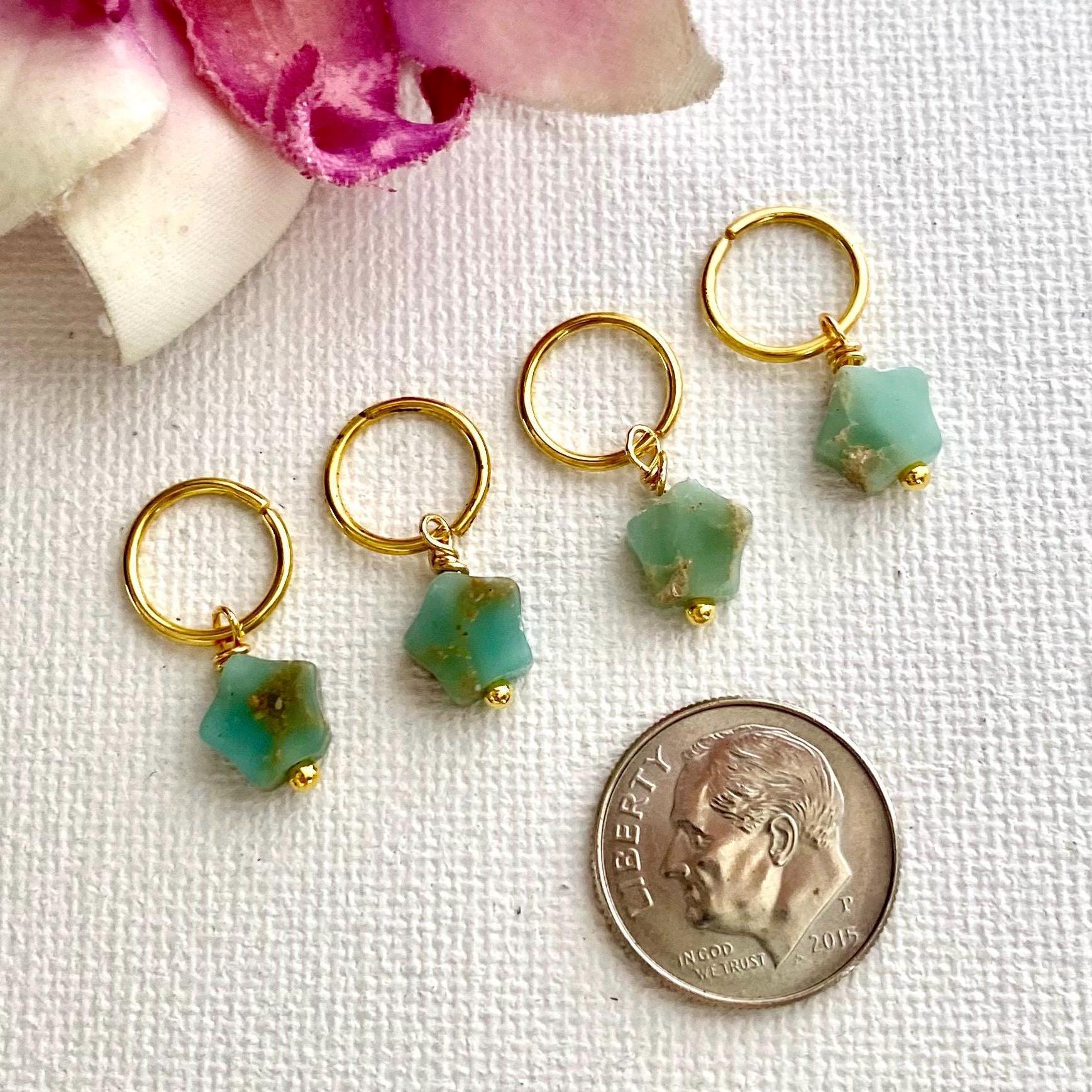 Hair Rings W/serpentinite Jasper Stars Set of 4 Braid/dread Rings ...