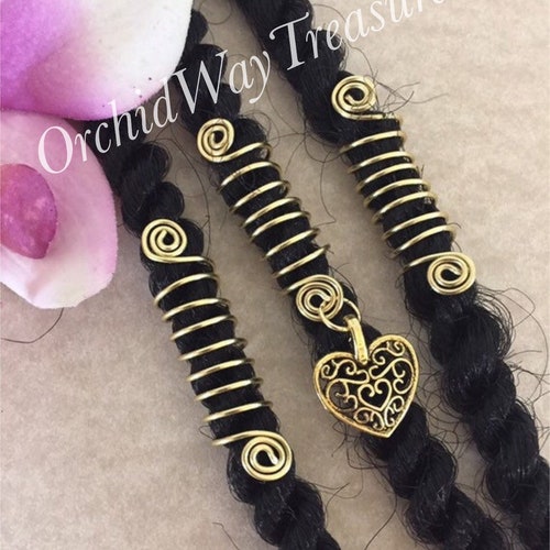 Loc Jewelry Gold W/pearl in Heart Charm Dreadlock Cuff Hair - Etsy