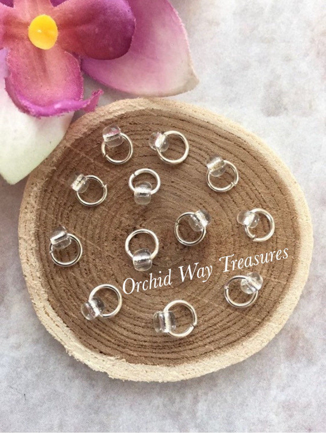 Loc Jewelry Silver Hair Rings W/clear Glass Beads SMALL 6mm Braid Rings ...