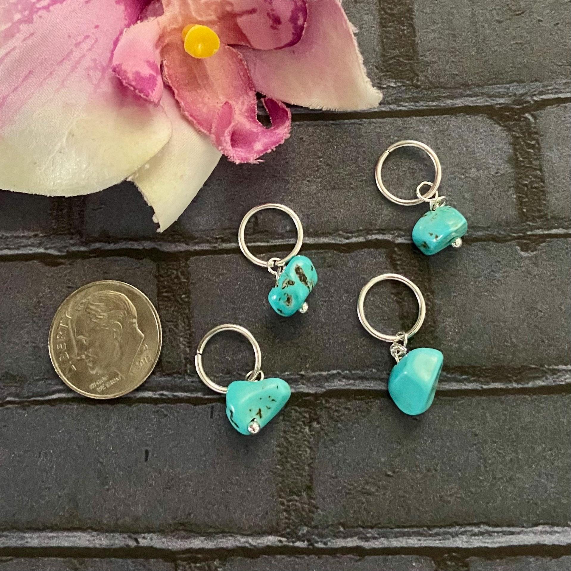 Silver Hair Rings W/turquoise Wagnerite Stones Set of 4 Braid/dread ...