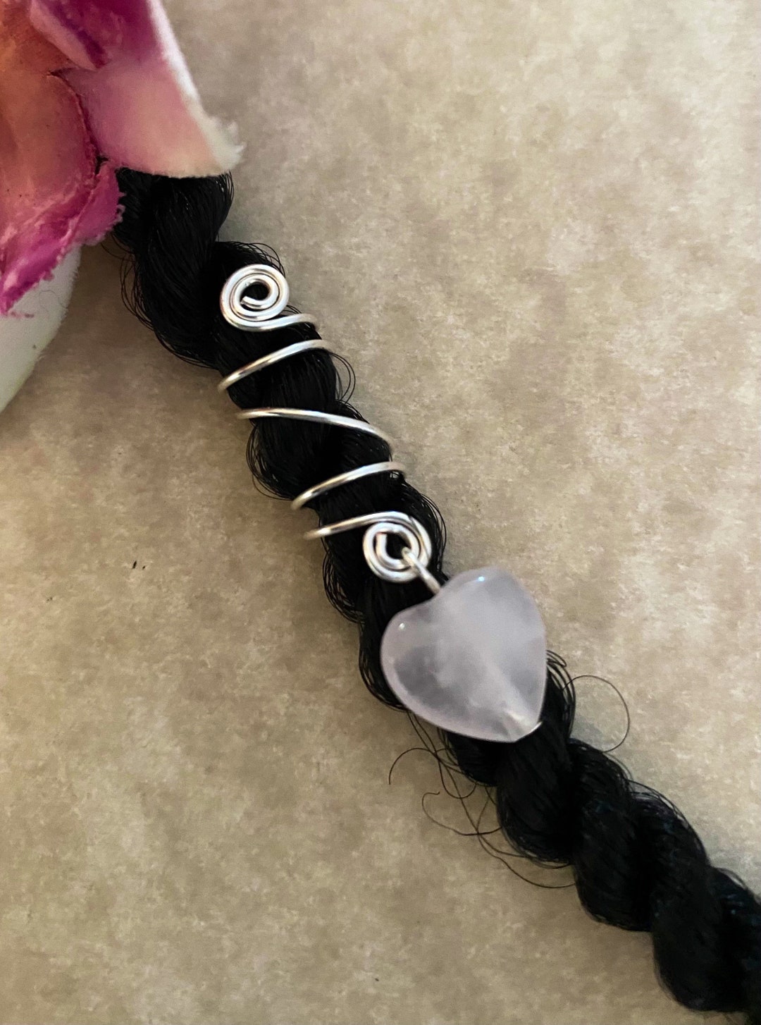 Loc Jewelry Rose Quartz Heart Dead/braid Charm Dreadlock Coil Dreads ...