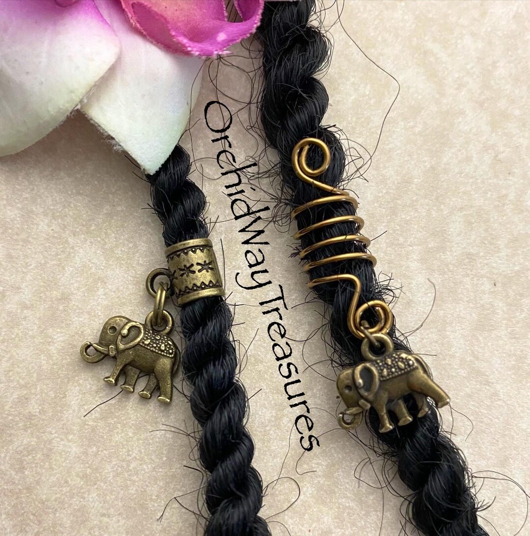 Loc Jewelry Bronze Elephant Coil or Cuff Dread/braid Charm Dreadlock ...