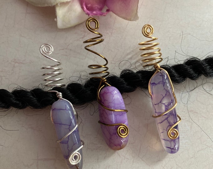 Loc Jewelry W/agate Gemstone, Dreadlock Coil, Hair Jewelry, Braid ...
