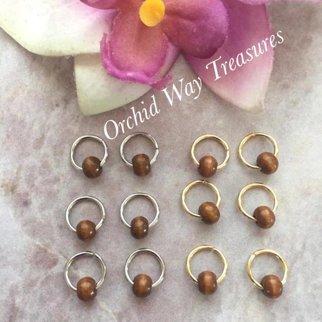 Gold or Silver Hair Rings W/wooden Beads Set of 6 Braid/dread Rings ...